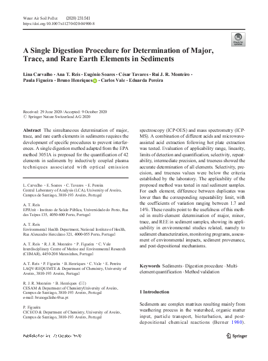 (PDF) A Single Digestion Procedure for Determination of Major, Trace ...