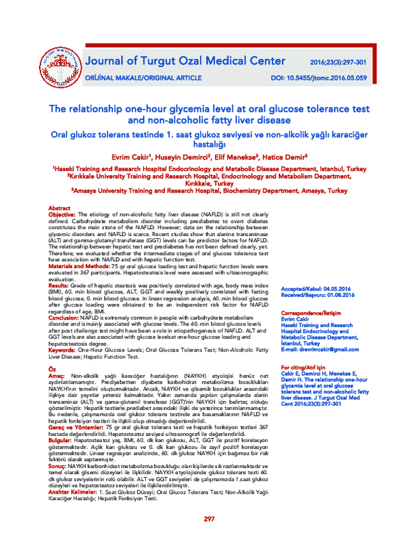 (PDF) The relationship one-hour glycemia level at oral glucose ...