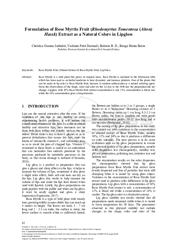 (PDF) Formulation of Rose Myrtle Fruit (Rhodomyrtustomentosa (Aiton ...