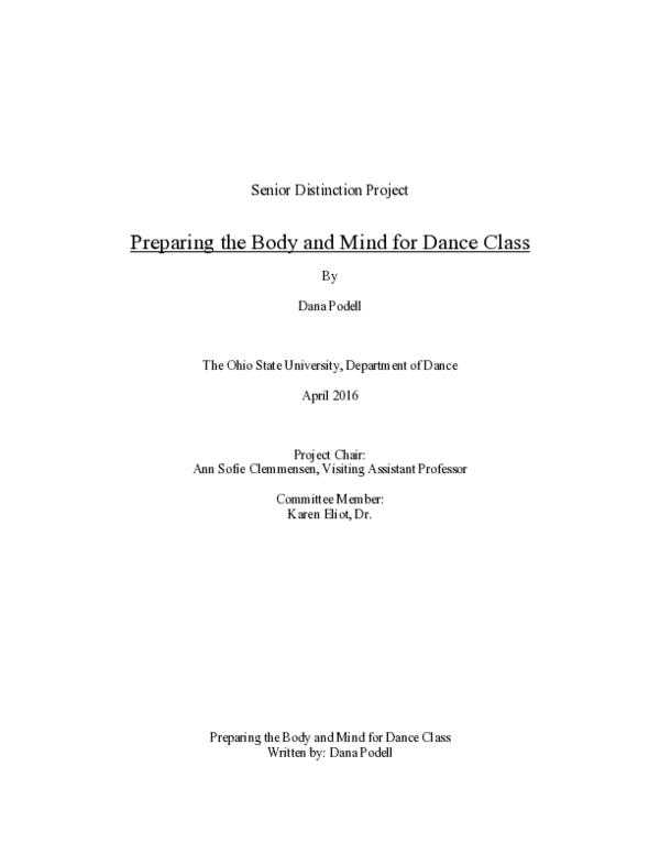 (PDF) Preparing the Body and Mind for Dance Class