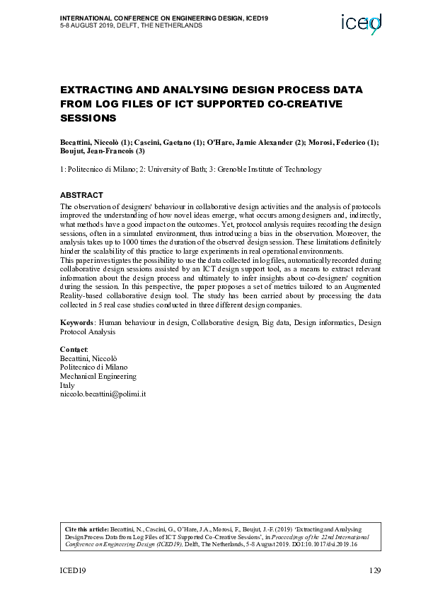 Pdf Extracting And Analysing Design Process Data From Log Files Of