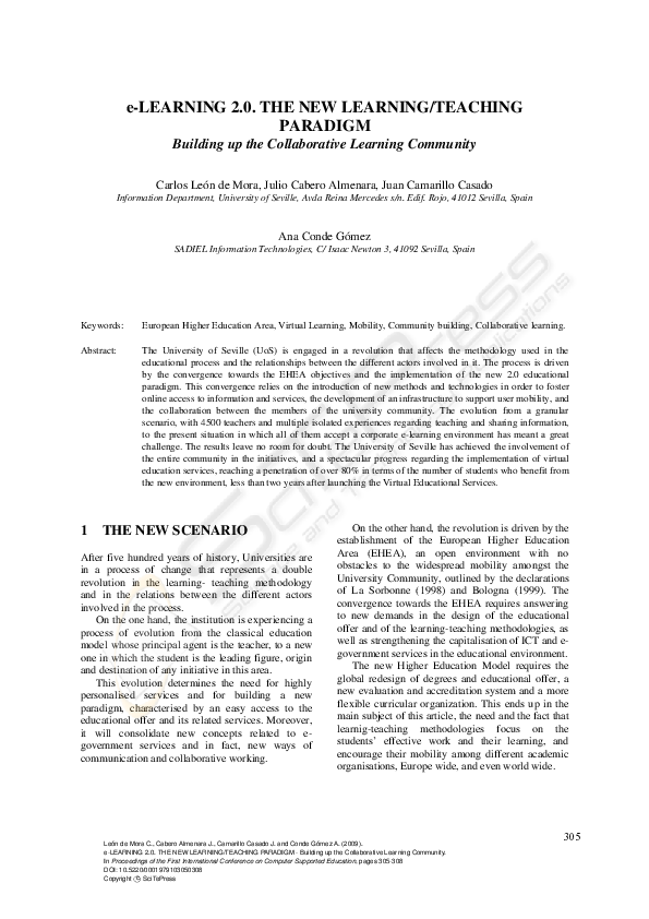 (PDF) e-LEARNING 2.0. THE NEW LEARNING/TEACHING PARADIGM - Building up ...