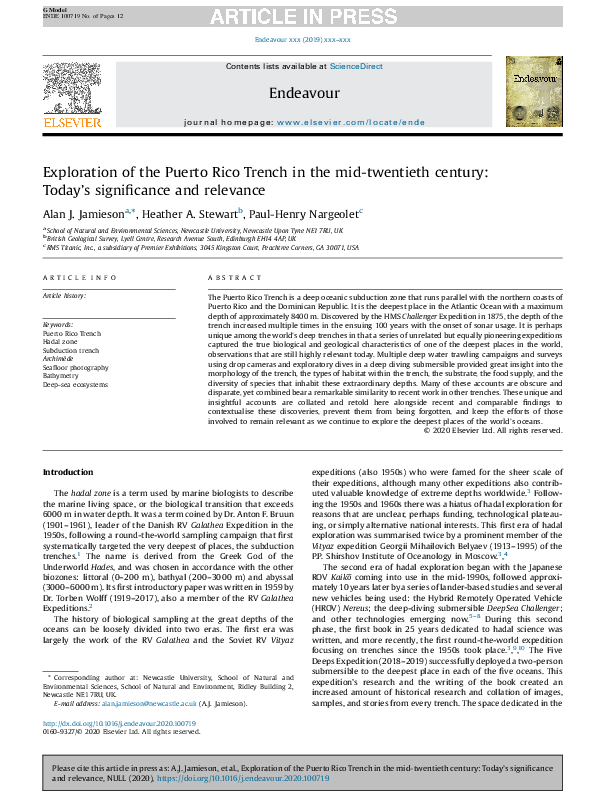 (PDF) Exploration of the Puerto Rico Trench in the mid-twentieth ...