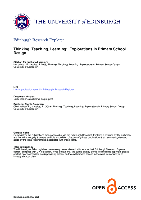 (PDF) Thinking, Teaching, Learning: Explorations in Primary School Design
