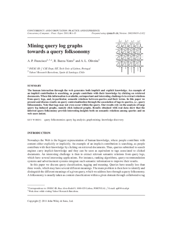 (PDF) Mining query log graphs towards a query folksonomy | Alexandre Helder - Academia.edu