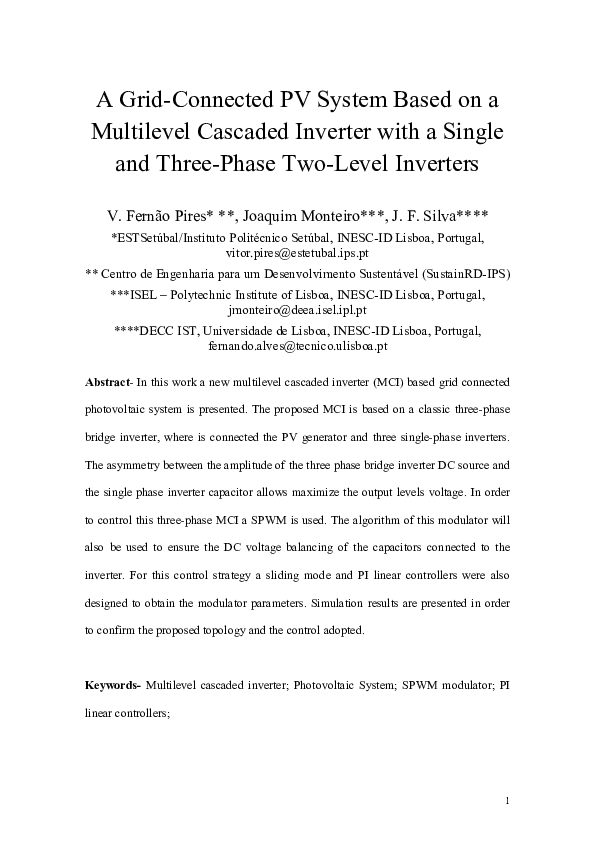 (PDF) A Grid-Connected PV System Based on a Multilevel Cascaded Inverter with a Single and Three ...