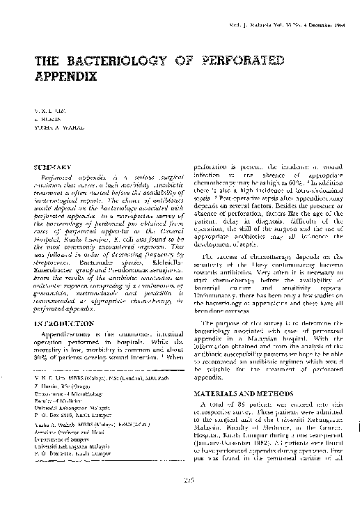 (PDF) The bacteriology of perforated appendix