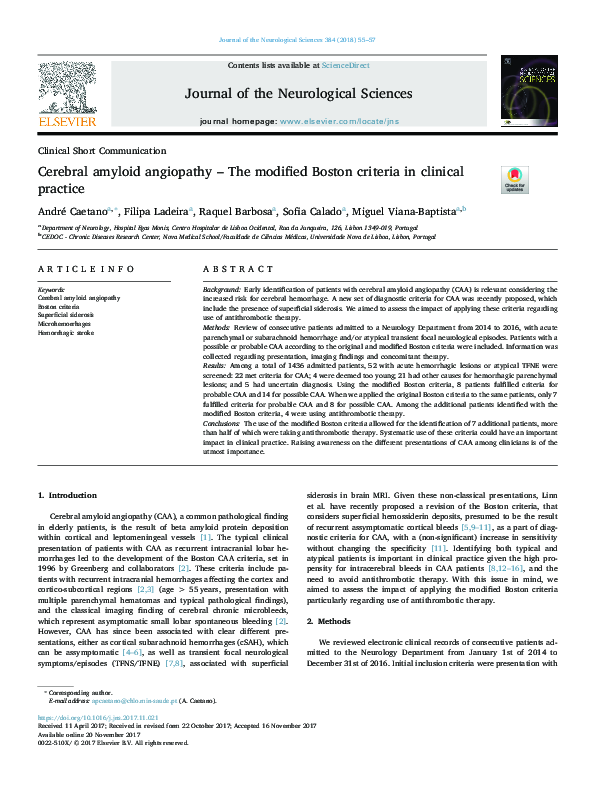 (PDF) Cerebral amyloid angiopathy - The modified Boston criteria in ...
