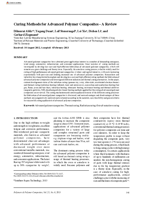 (PDF) Curing Methods for Advanced Polymer Composites - A Review