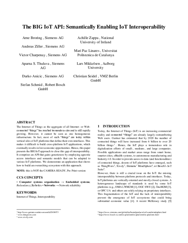 (PDF) The BIG IoT API: Semantically Enabling IoT Interoperability