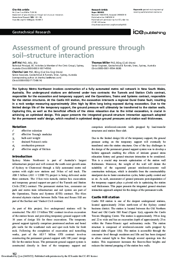 (PDF) Assessment of ground pressure through soil–structure interaction