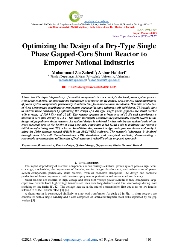 (PDF) Optimizing the Design of a Dry-Type Single Phase Gapped-Core ...