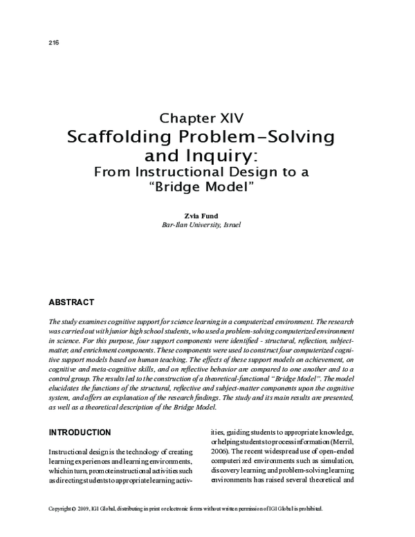 (PDF) Scaffolding Problem-Solving and Inquiry | Zvia Fund - Academia.edu