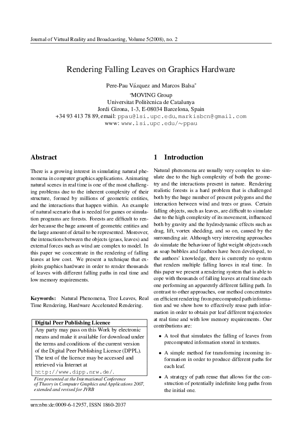 (PDF) Rendering Falling Leaves on Graphics Hardware