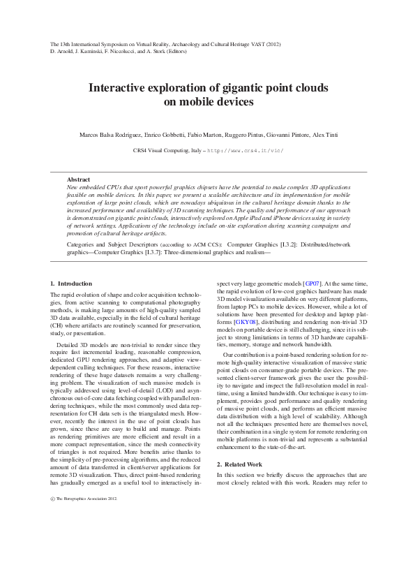 (PDF) Interactive Exploration of Gigantic Point Clouds on Mobile ...