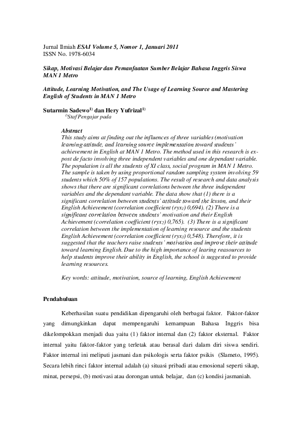 (PDF) Attitude, Learning Motivation, and The Usage of Learning Source ...