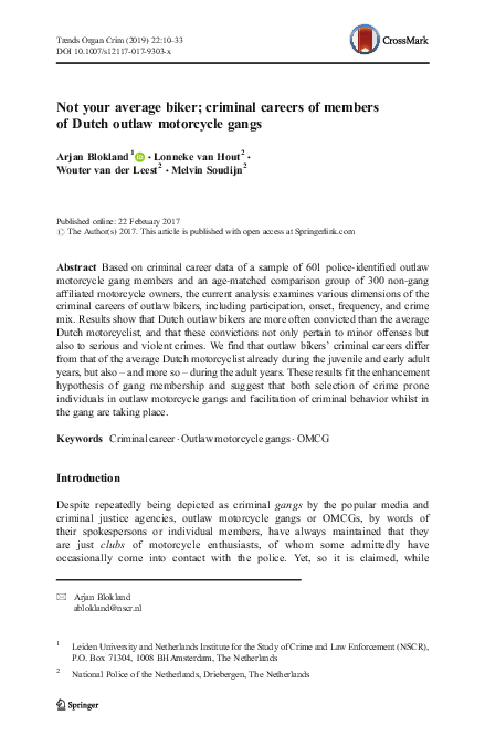 (PDF) Not your average biker; criminal careers of members of Dutch ...