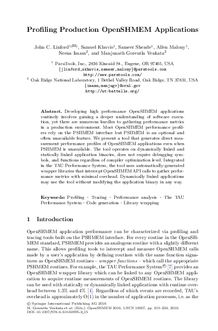 (PDF) Profiling Production OpenSHMEM Applications