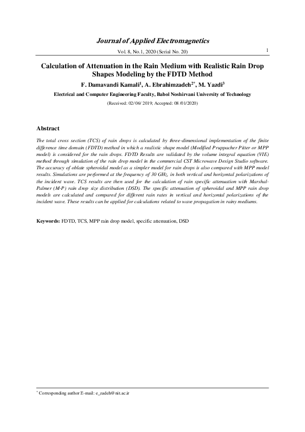 (PDF) Calculation of Attenuation in the Rain Medium with Realistic Rain Drop Shapes Modeling by ...