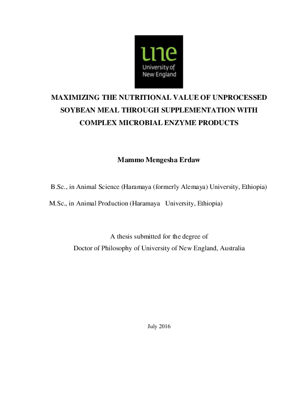 Pdf Maximizing The Nutritional Value Of Unprocessed Soybean Meal Through Supplementation With