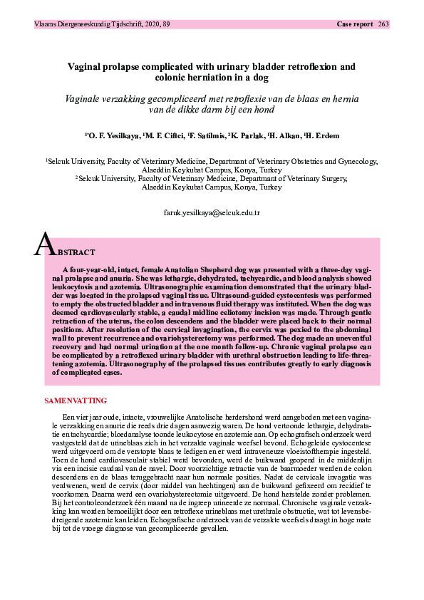 (PDF) Vaginal prolapse complicated with urinary bladder retroflexion ...