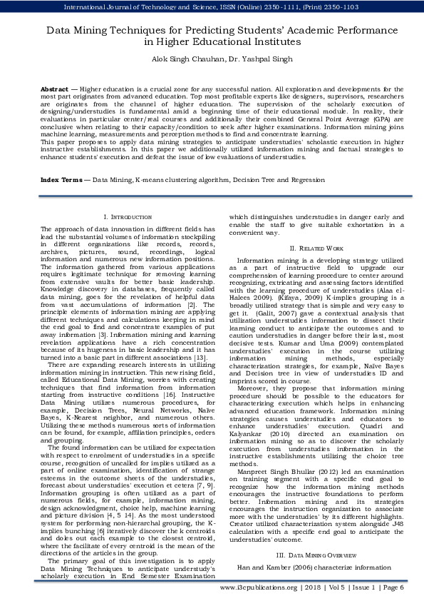 (PDF) Data Mining Techniques for Predicting Students' Academic Performance in Higher Educational ...