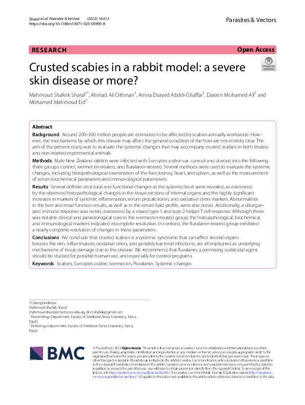 (PDF) Crusted scabies in a rabbit model: a severe skin disease or more