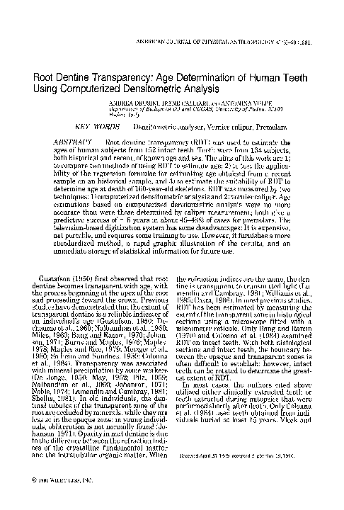 (PDF) Root dentine transparency: Age determination of human teeth using ...
