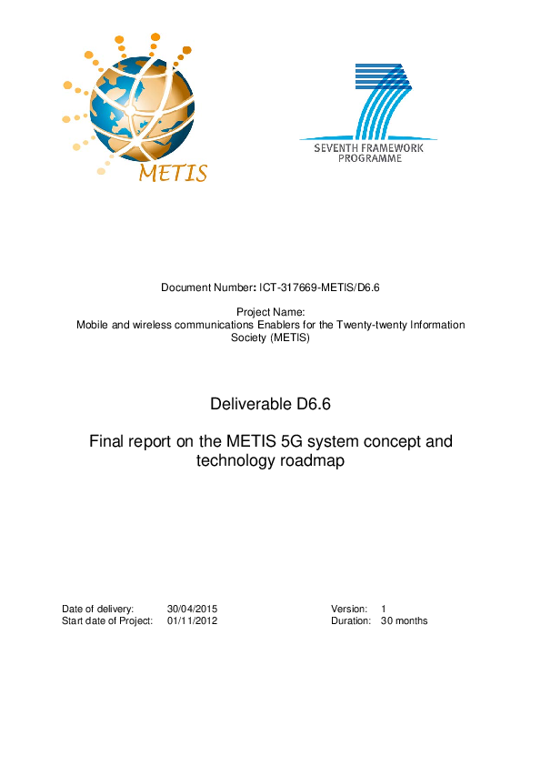(PDF) D6.6 Final report on the METIS 5G system concept and technology ...
