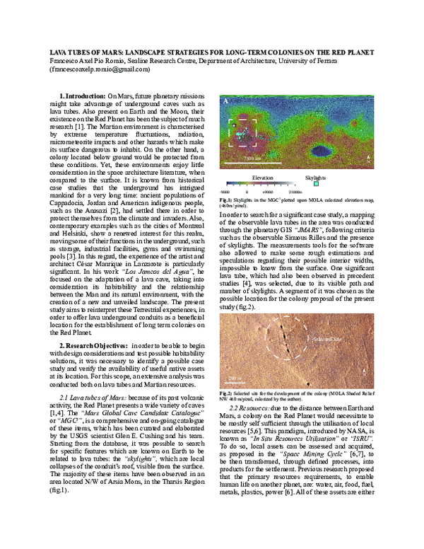 (PDF) Lava tubes of Mars: Landscape strategies for long-term colonies ...