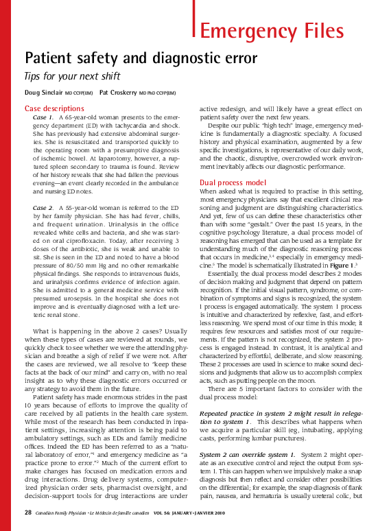 (PDF) Patient safety and diagnostic error: tips for your next shift