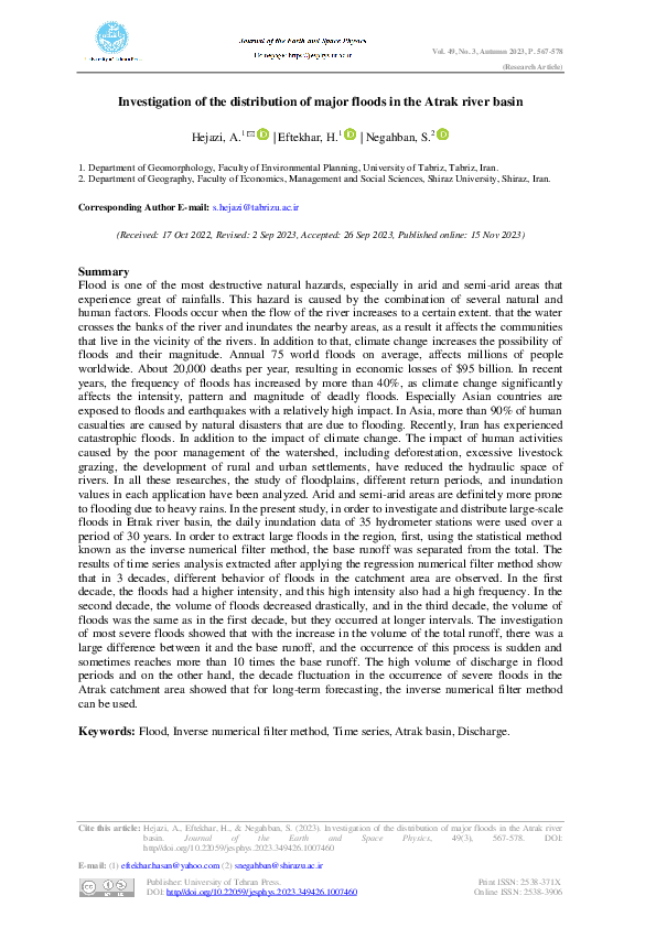 (PDF) Investigation of the distribution of major floods in the Atrak ...