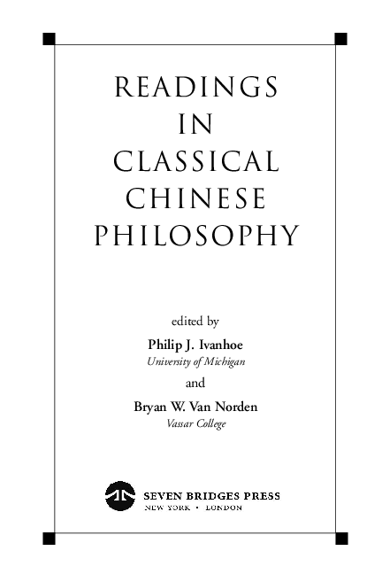 (PDF) Readings in Classical Chinese Philosophy
