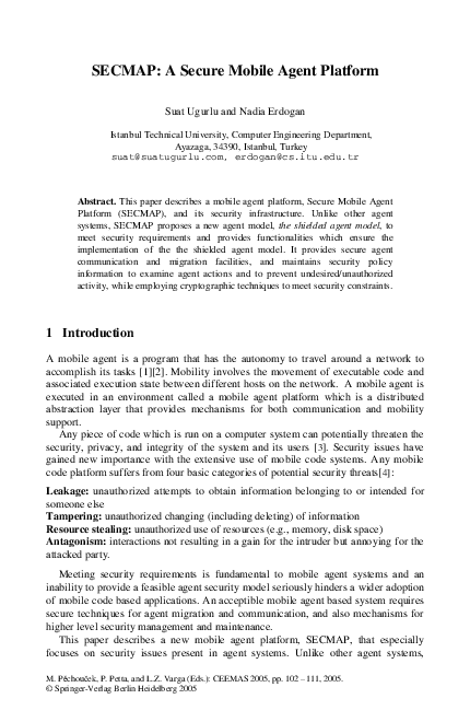 (PDF) SECMAP: A Secure Mobile Agent Platform