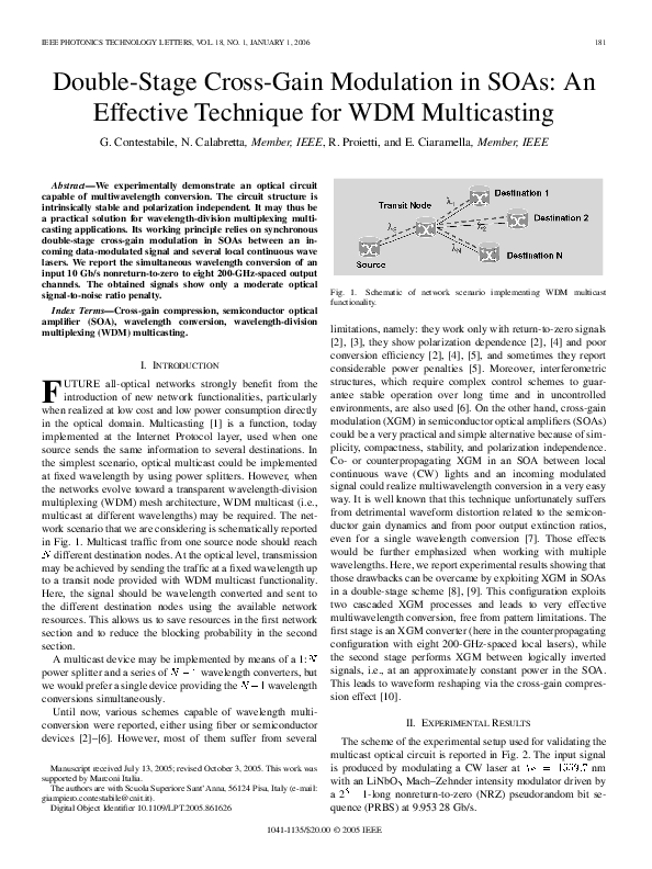 (PDF) Double-stage cross-gain modulation in SOAs: an effective technique for WDM multicasting