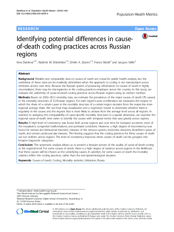 (PDF) Identifying potential differences in cause-of-death coding practices across Russian ...