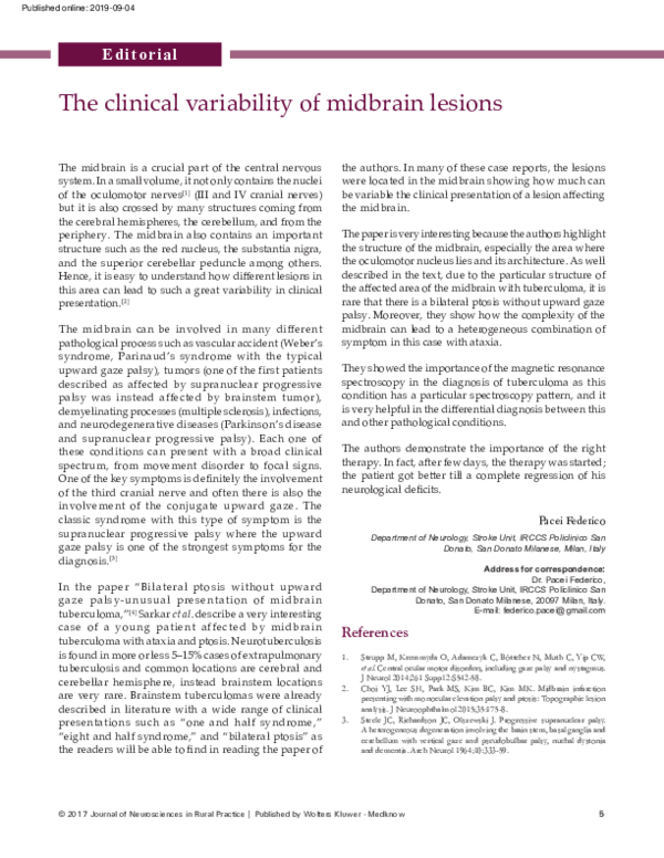 (PDF) The clinical variability of midbrain lesions