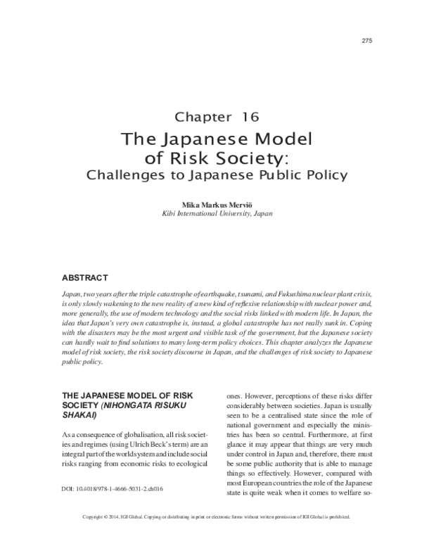 (PDF) The Japanese Model of Risk Society