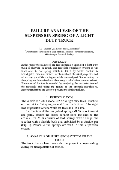 (PDF) Failure analysis of the suspension spring of a light duty truck
