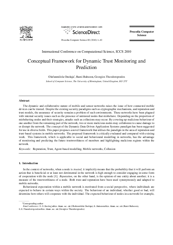 (PDF) Conceptual framework for dynamic trust monitoring and prediction