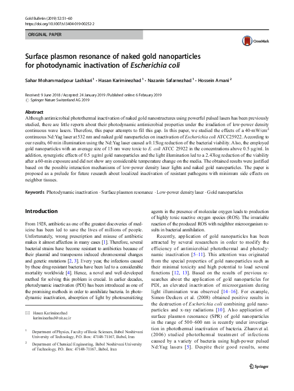 (PDF) Surface plasmon resonance of naked gold nanoparticles for ...