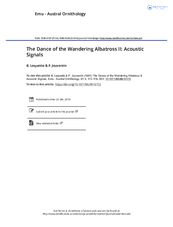 (PDF) The Dance of the Wandering Albatross II: Acoustic Signals