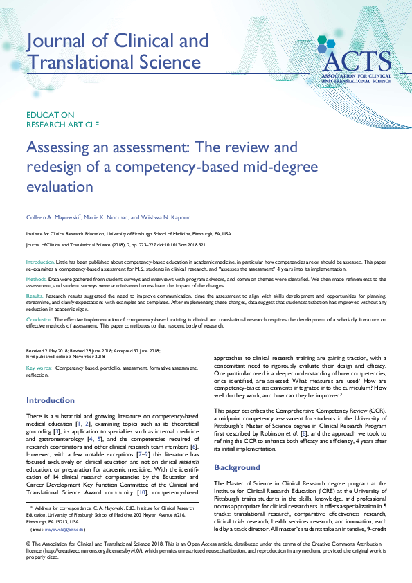 (PDF) Assessing an assessment: The review and redesign of a competency ...