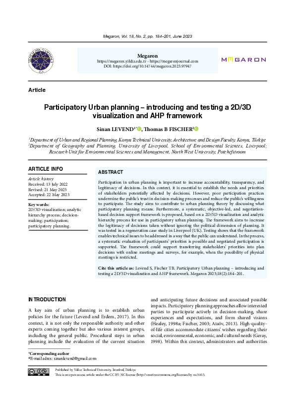(PDF) Participatory Urban planning – introducing and testing a 2D/3D ...