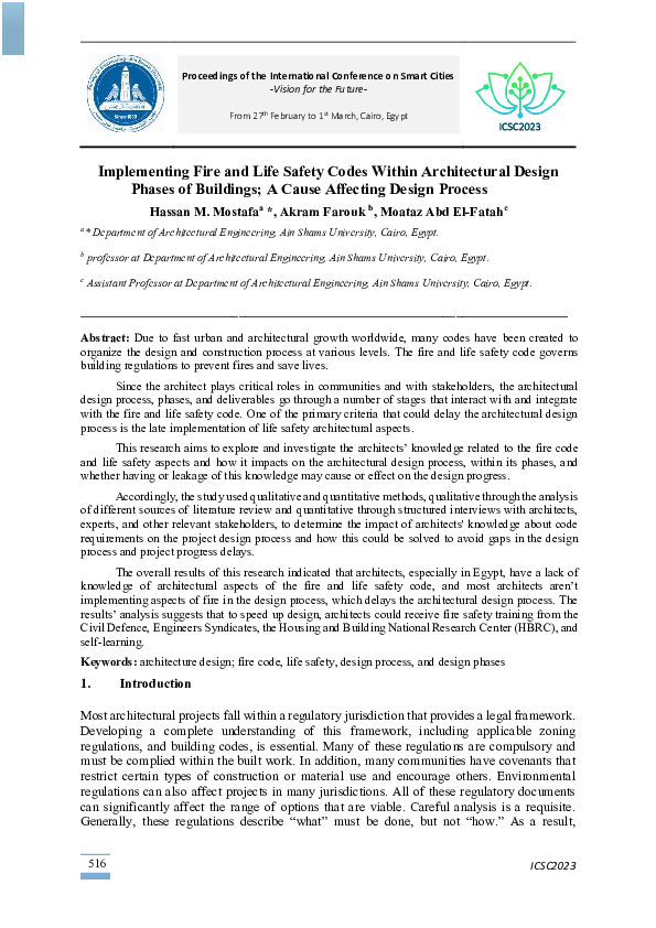 (PDF) Implementing Fire and Life Safety Codes Within Architectural ...