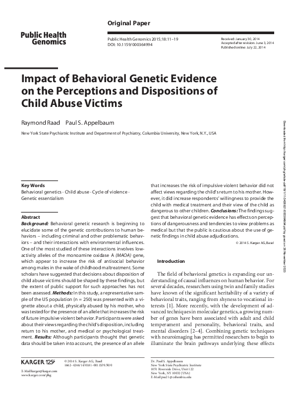 (PDF) Impact of behavioral genetic evidence on the perceptions and ...