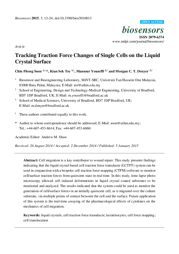 (PDF) Tracking Traction Force Changes of Single Cells on the Liquid ...