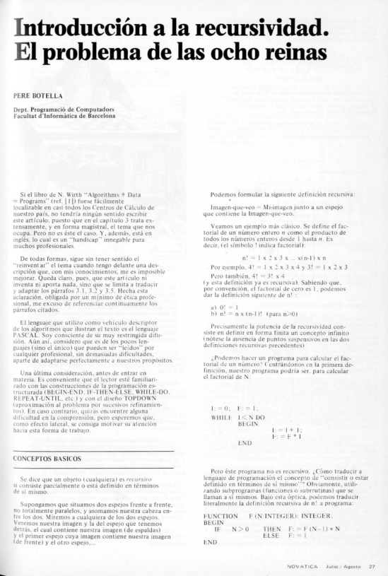 (PDF) Introducción a la recursividad: el problema de las ocho reinas