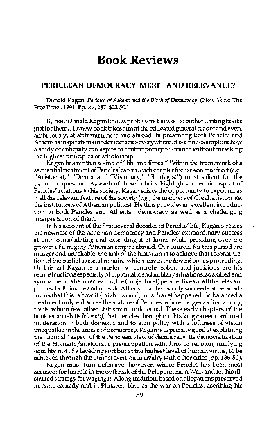 (PDF) Periclean Democracy: Merit and Relevance? - Donald Kagan ...