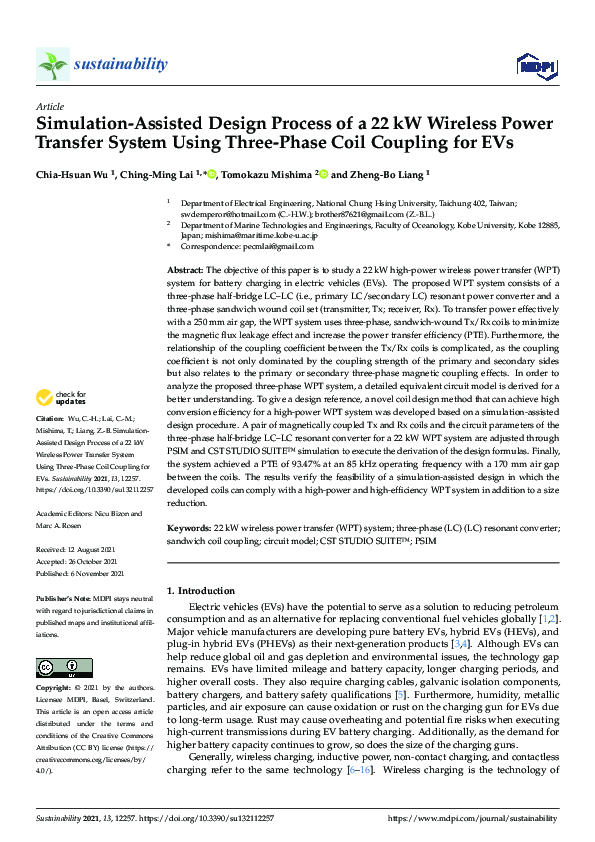 (PDF) Simulation-Assisted Design Process of a 22 kW Wireless Power ...